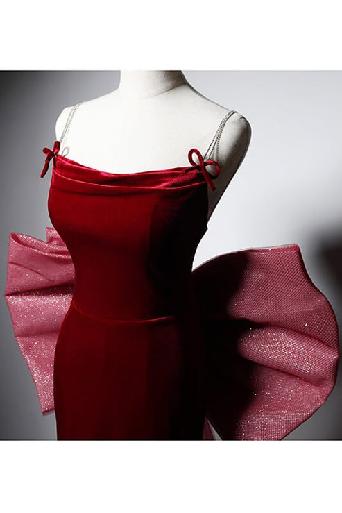 Elegant Red Velvet Prom Dresses Mermaid Evening Dress AD1014 – Viniodress