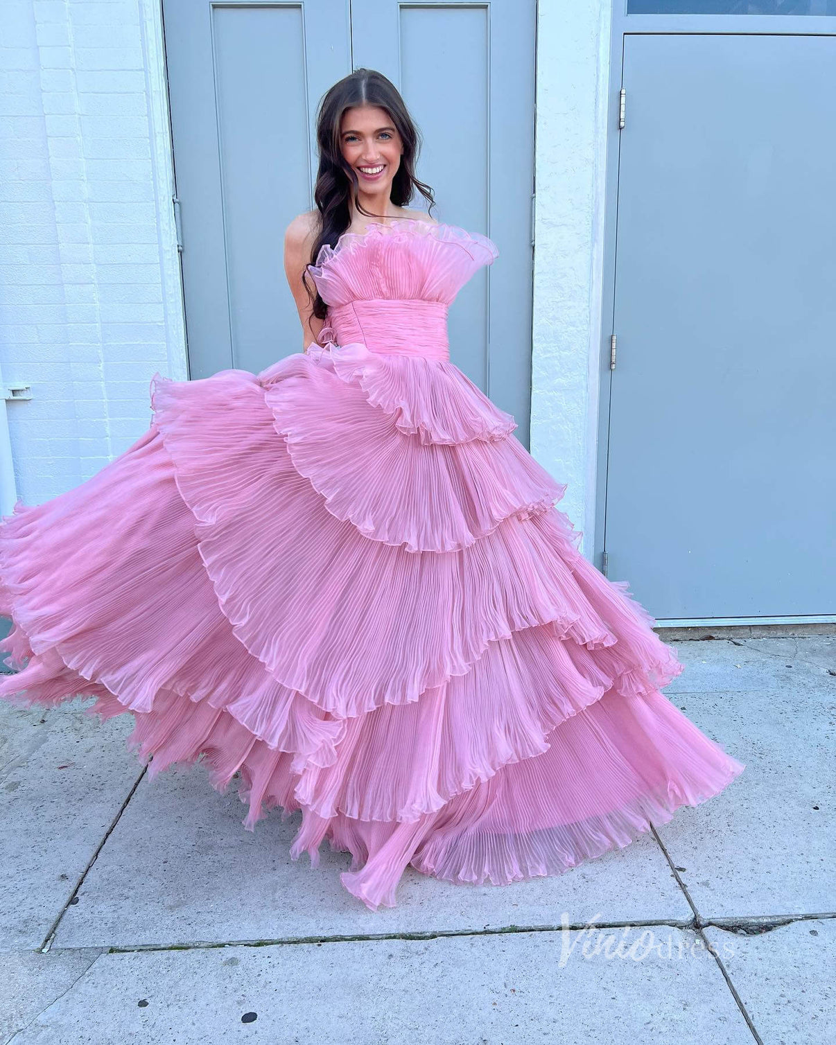 Layered Ruffle Prom Dresses Tiered Ball Gown FD3602 – Viniodress