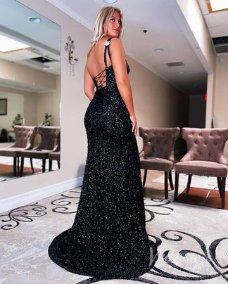 One Shoulder Sequin Prom Dress High Slit Pageant Dress FD2851 – Viniodress