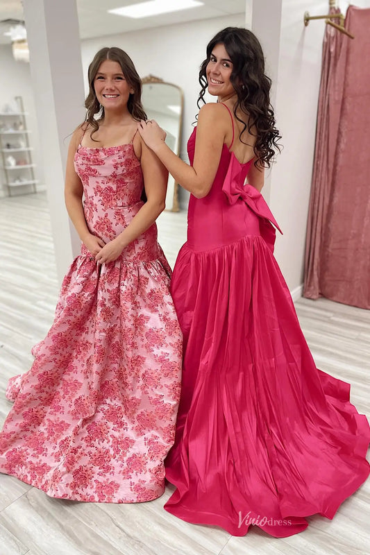 Jacquard Prom Dresses 2026 | Elegant Textured Floral Prom Gowns ...