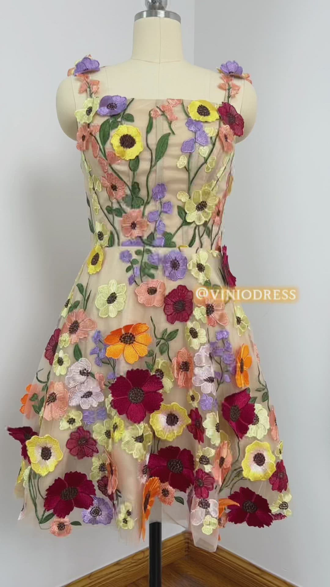 3D Flower Cocktail Dress A-line Short Floral Prom Dress FD2900B ...